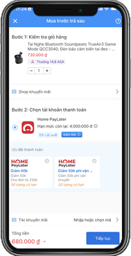 Tài khoản Home PayLater - Mua trước trả sau từ 0% lãi suất